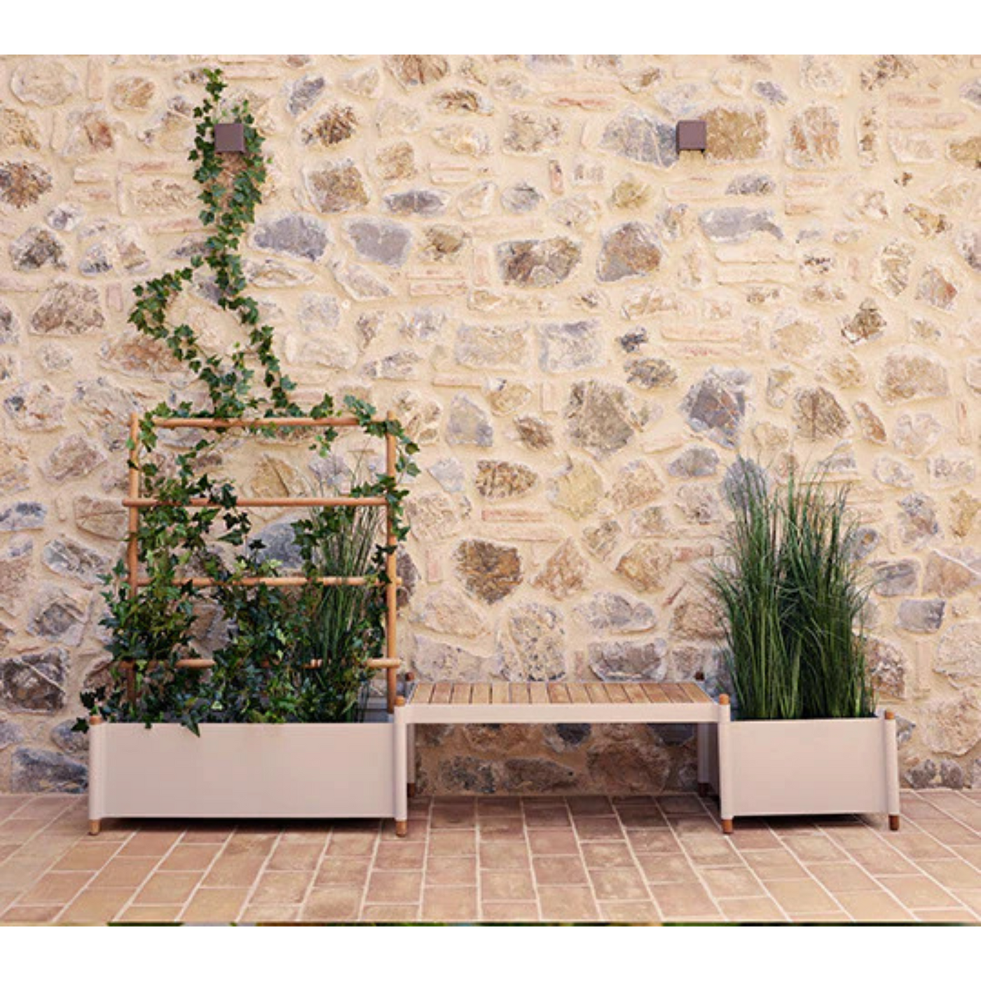 Cane-line Sticks Teak Bench w/ Planter – Stylish Outdoor Seating ...